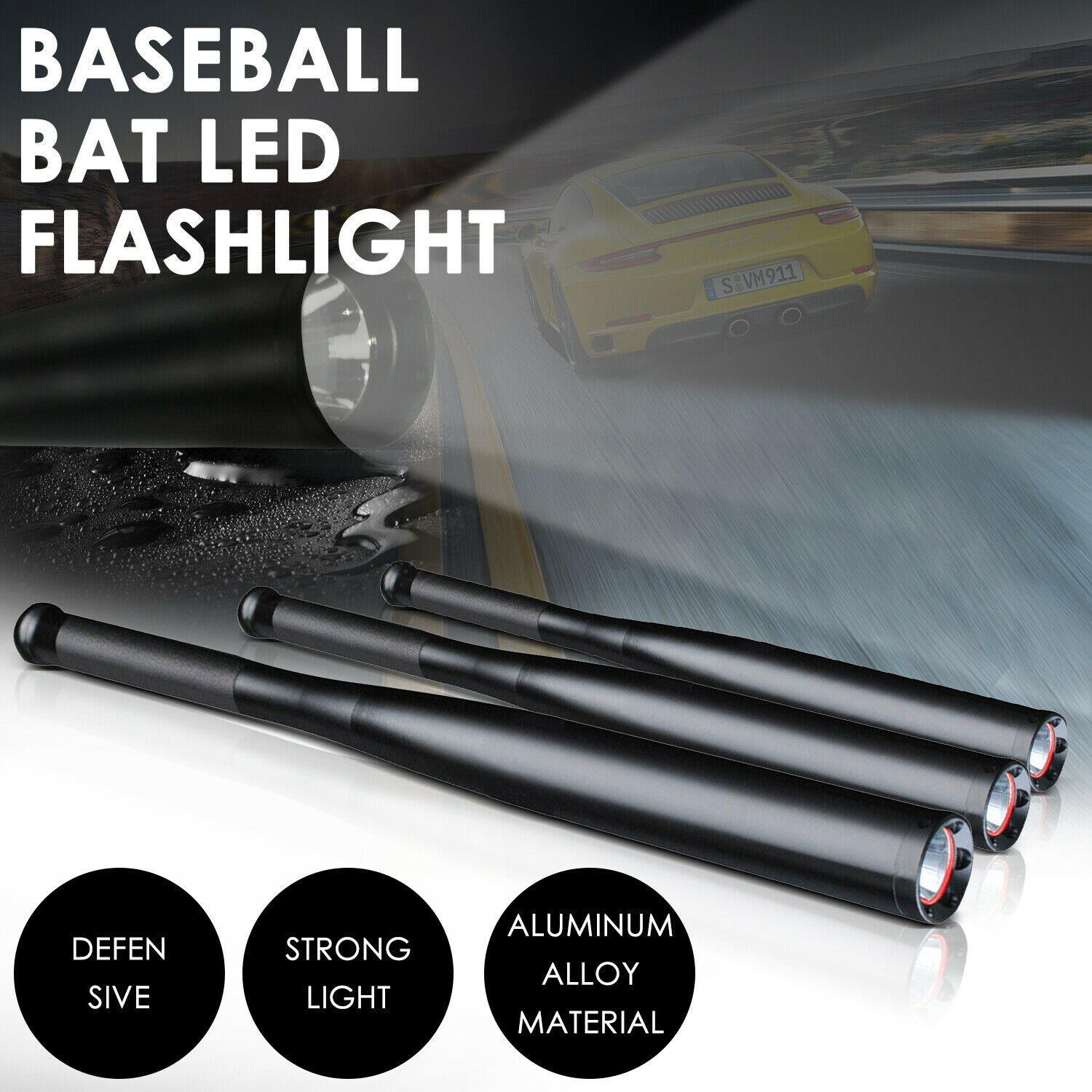 Baseball Bat LED Flashlight / Bright Baton Torch - Emergency Security ...