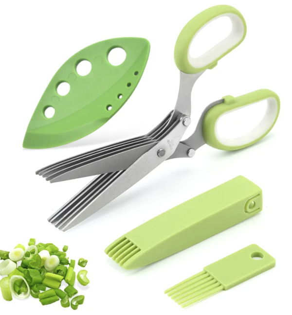 Herb Scissors | 5 Blade Ergonomic Multipurpose Kitchen Shears | 2 ...