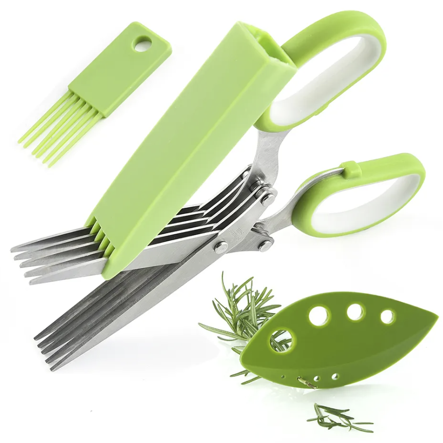 Herb Scissors | 5 Blade Ergonomic Multipurpose Kitchen Shears | 2 ...