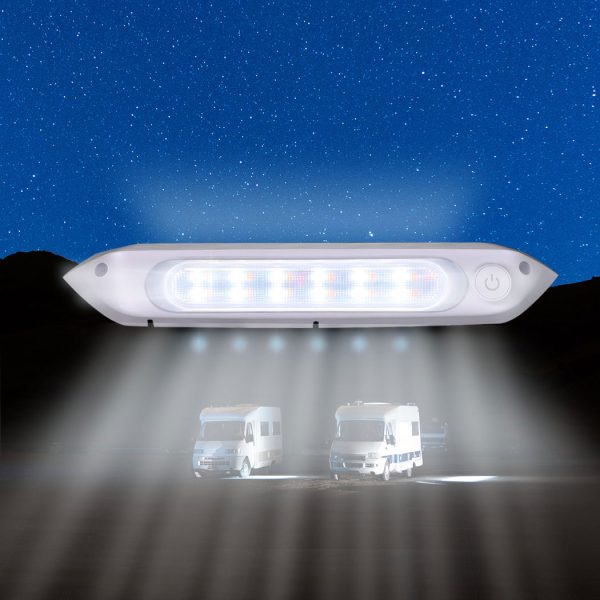 Dual LED Waterproof Awning Light | Caravan or RV Exterior | Amber White ...